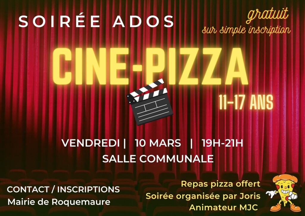 Soirée Pizza-Film pour les Jeunes le vendredi 10 mars